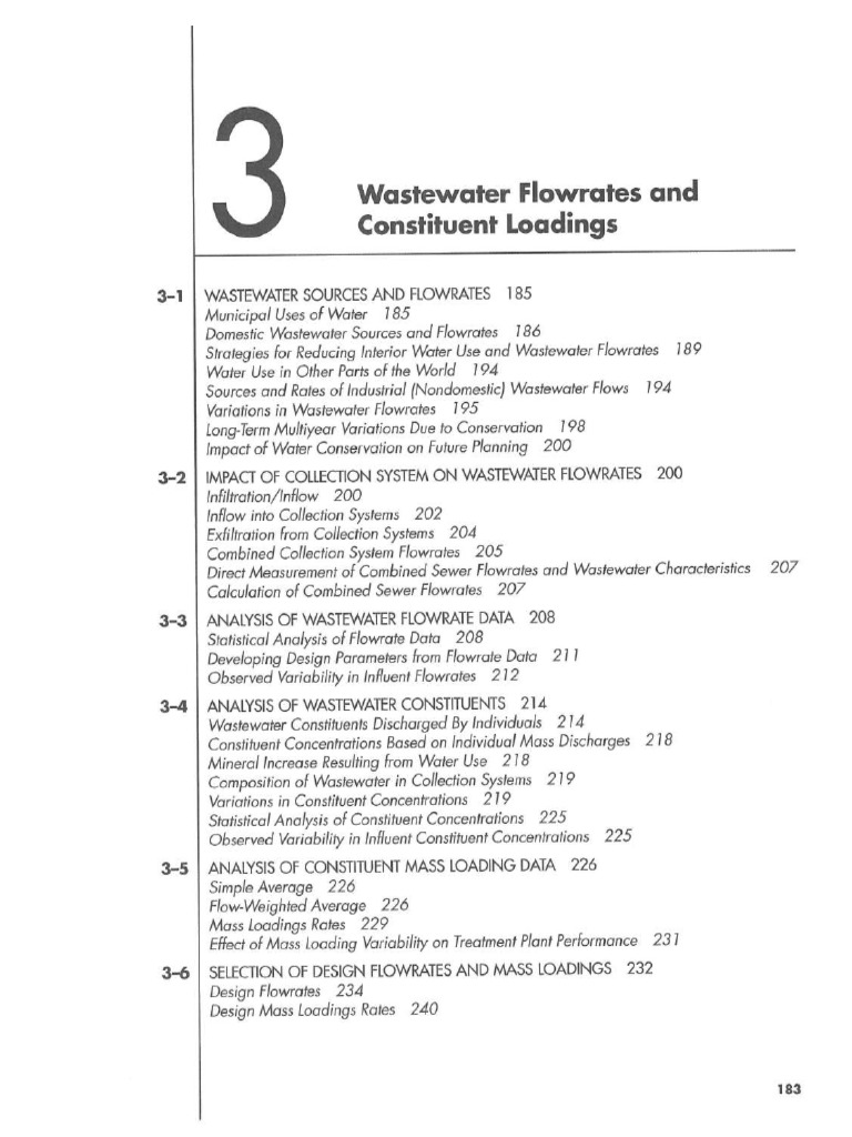 Wastewater Flowrates and Loadings Analysis | PDF | Water Conservation ...
