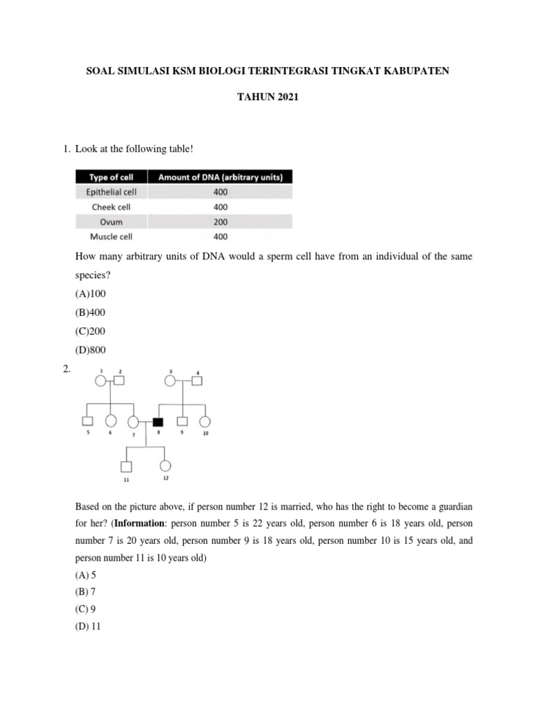 SOAL_SIMULASI_KSM_BIOLOGI_TERINTEGRASI_TINGKAT_KABUPATEN_TAHUN_2021 | PDF | Germination | Plant ...