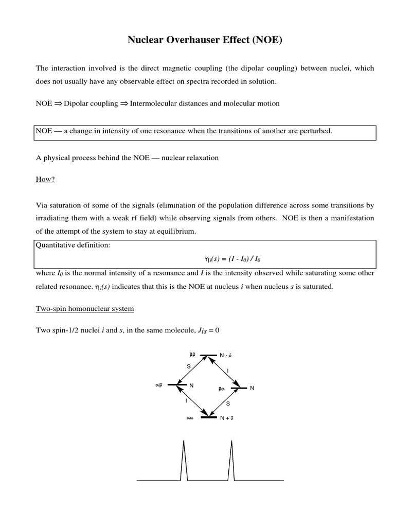 Nuclear Overhauser Effect (NOE) | PDF | Relaxation (Nmr) | Materials ...