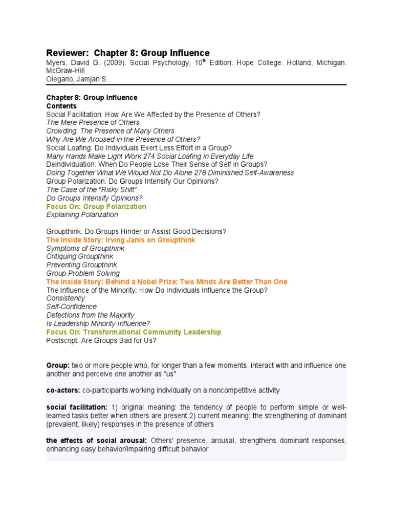 Reviewer - Group Influence - 30march2022 | PDF | Leadership | Cognition