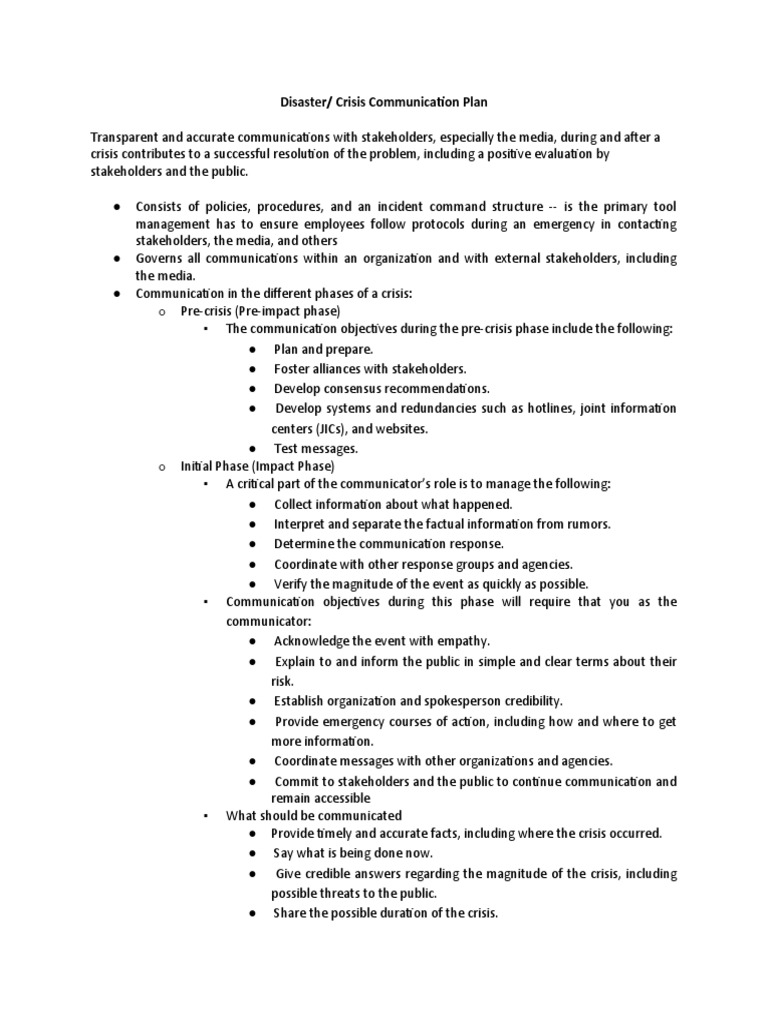 Disaster Communication Plan | PDF | Communication | Emergency