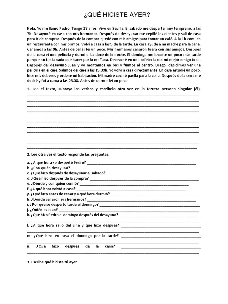 Qué Hiciste Ayer? | PDF