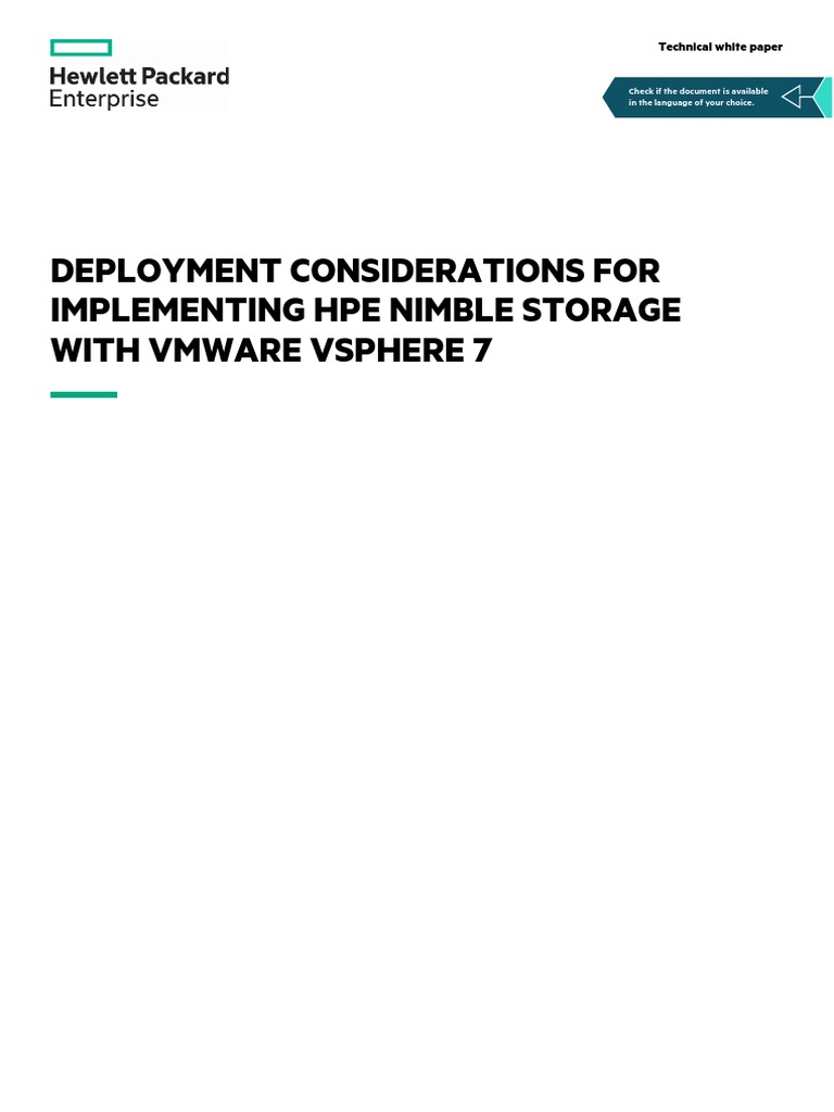 Best Practices For Implementing HPE Nimble Storage With VMware VSphere 7-A00104406enw | PDF ...