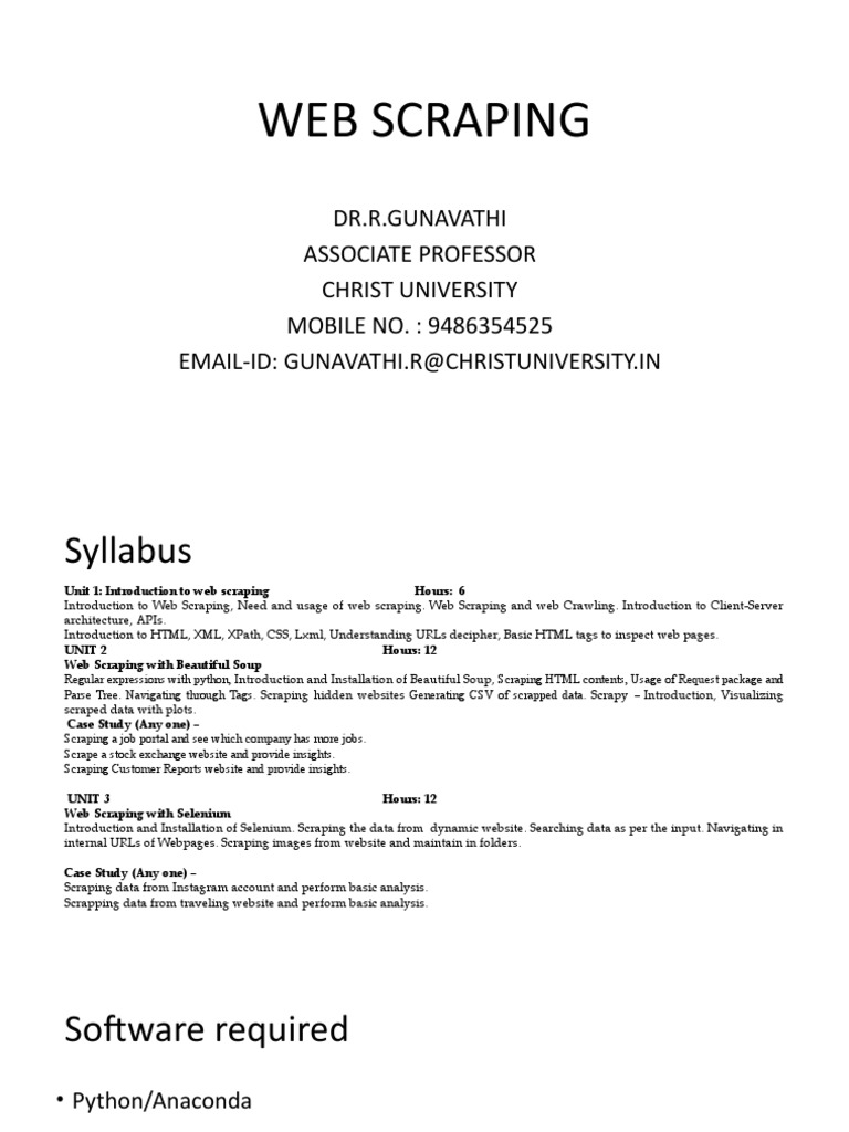 Web Scraping - Unit 1 | PDF | Dynamic Web Page | Networking Web Scraping - Unit 1 | PDF | Dynamic Web Page | Networking
