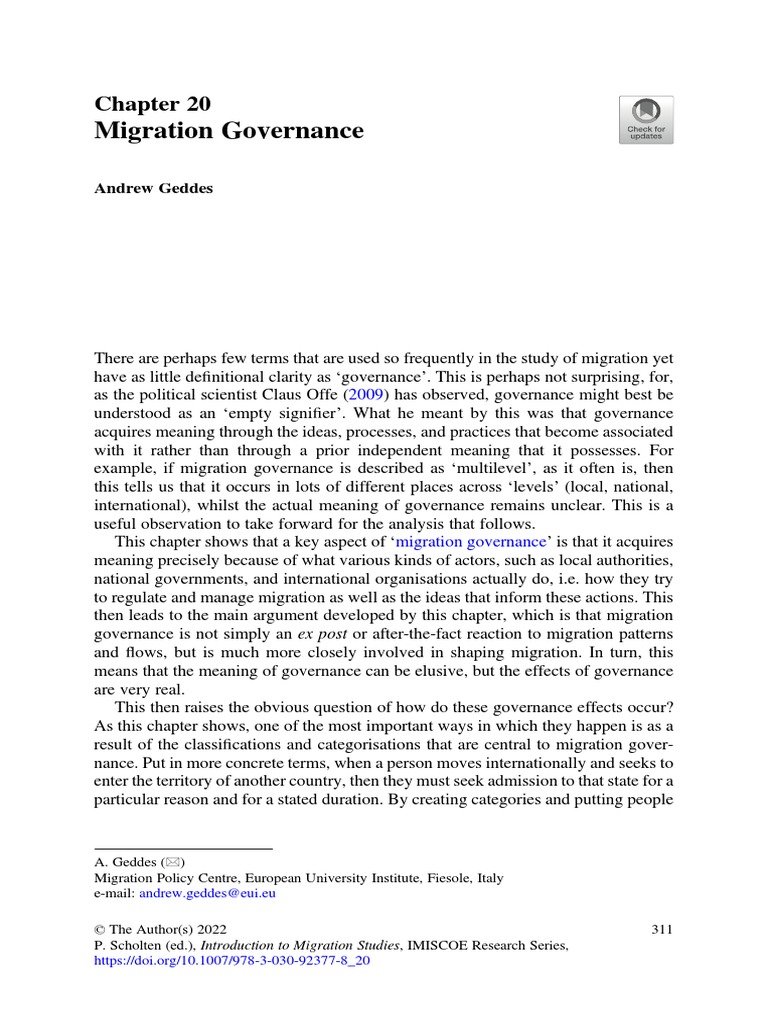 Chapter 20 | PDF | Governance | Human Migration