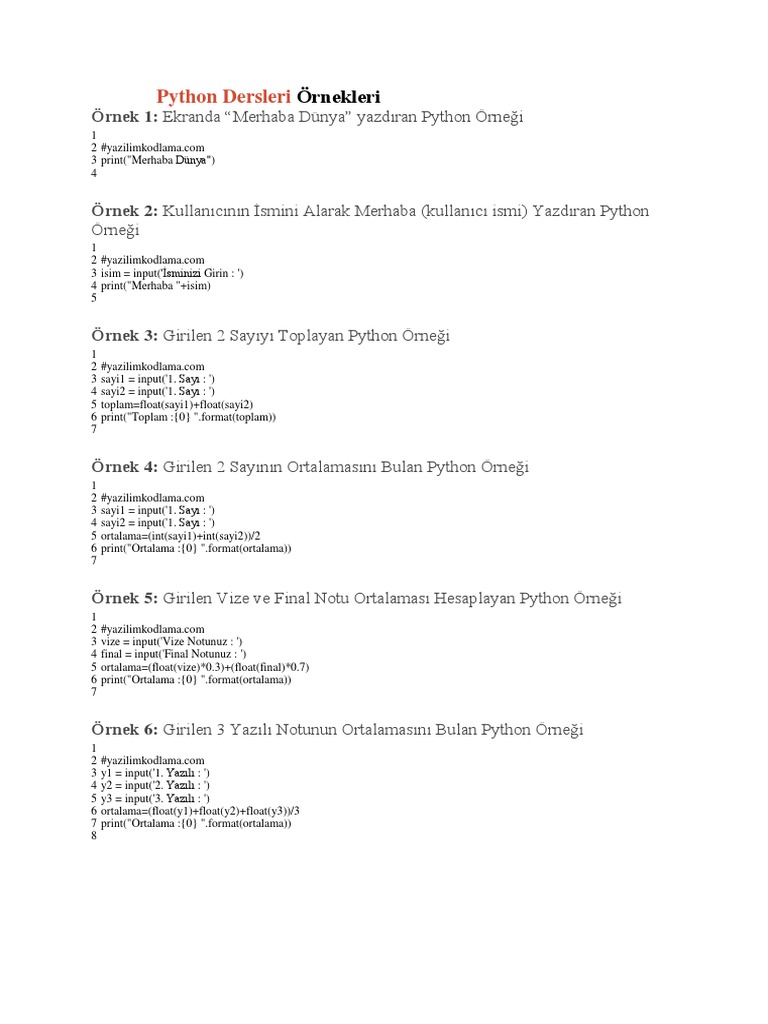 Python Dersleri Örnekleri Örnek 1 - Ekranda Merhaba Dünya Yazdıran ...