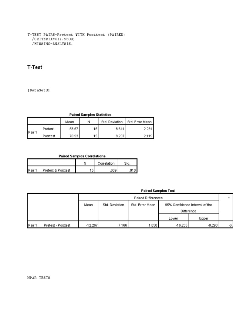 Data Pre Test Post Test | PDF | Errors And Residuals | Statistics