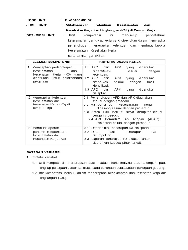 Unit Kompetensi | PDF