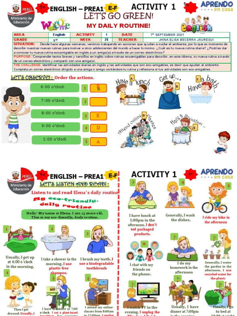 English - Prea1: My Daily Routine! | PDF | Eating Behaviors Of Humans | Cuisine