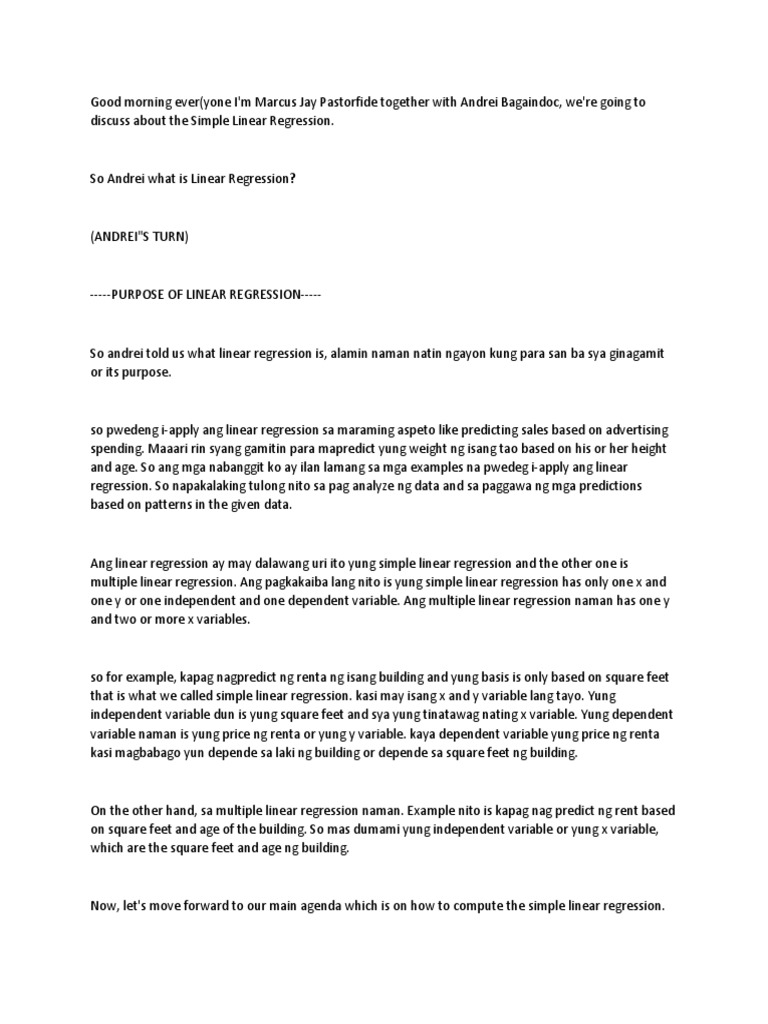 Script Linear Regression | PDF | Regression Analysis | Linear Regression