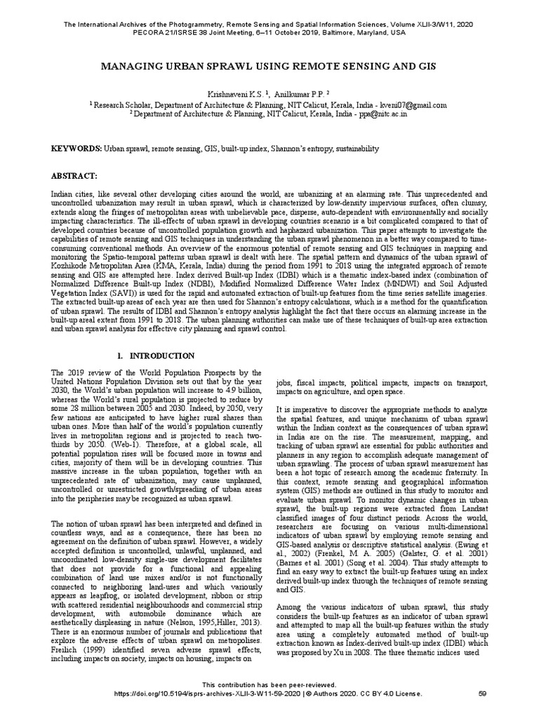 Managing Urban Sprawl Using Remote Sensing and GIS | PDF | Geographic ...