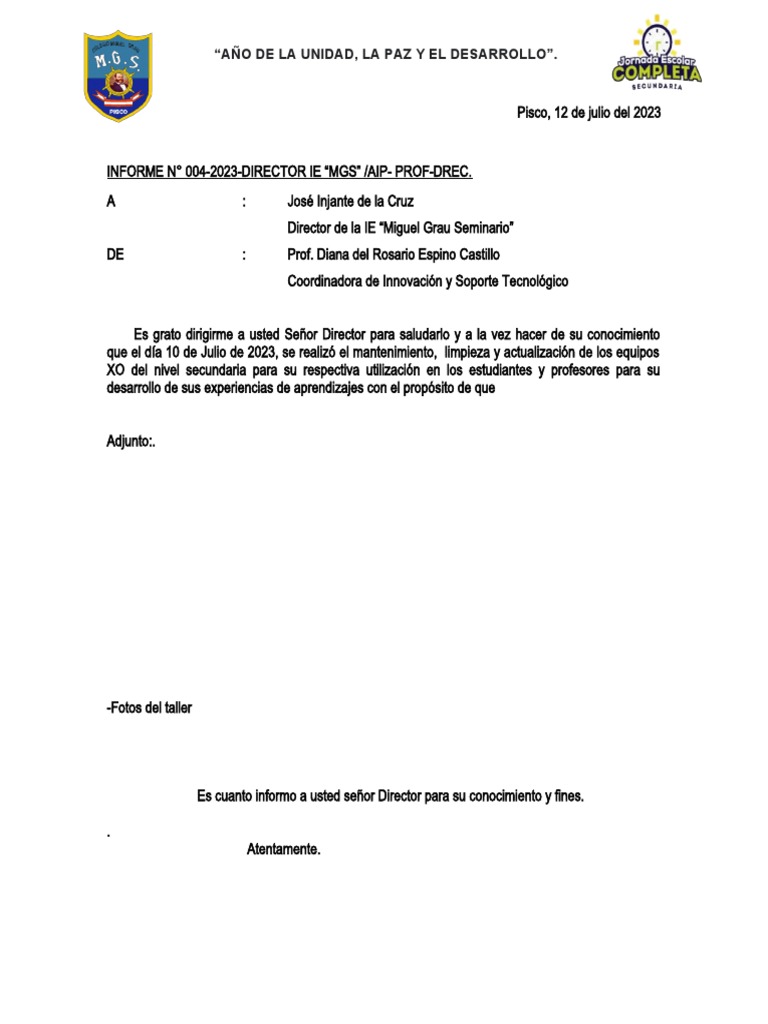 Informe 04 Julio Cist | PDF