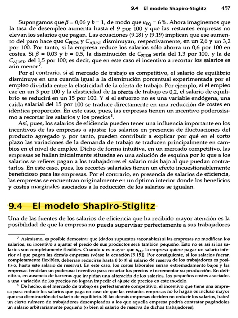 Modelo Shapiro-Stiglitz y salarios de eficiencia | PDF | Desempleo ...