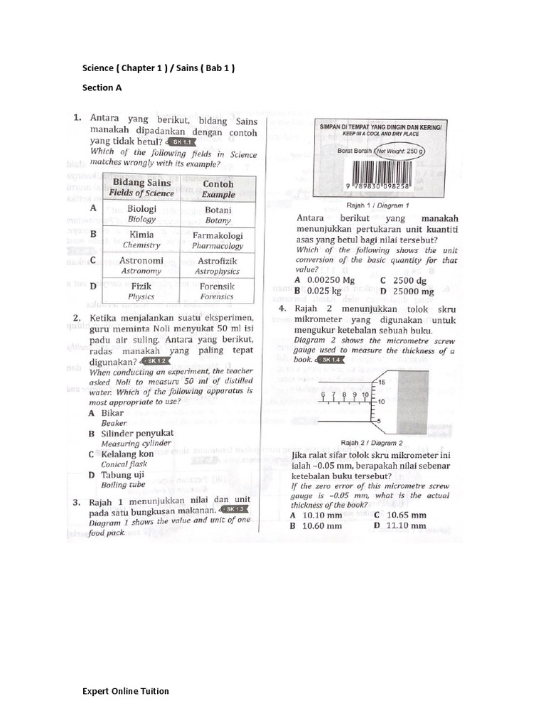 Form 1 Science (Chapter 1) | PDF