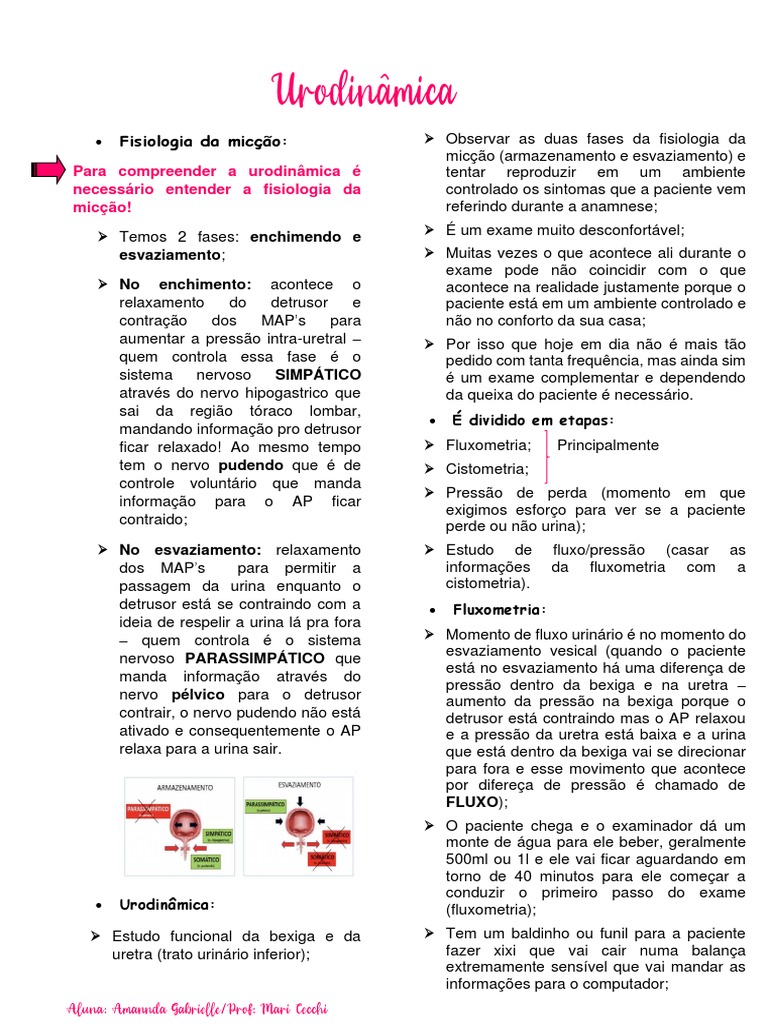 Resumo Urodinâmica | PDF | Micção | Bexiga urinária