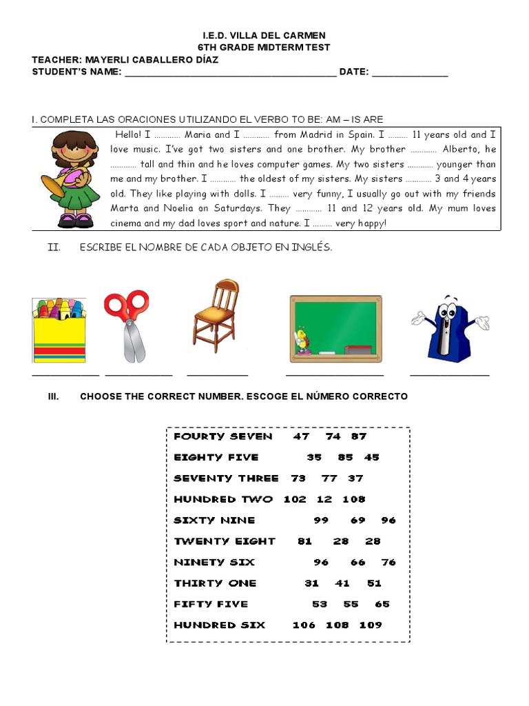 Examen Periodo Inglés Sexto | PDF