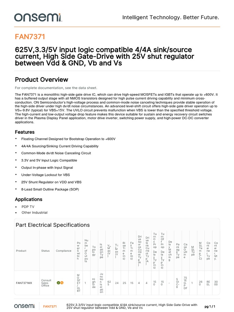 Fan 7371 | Download Free PDF | Mosfet | Electrical Equipment
