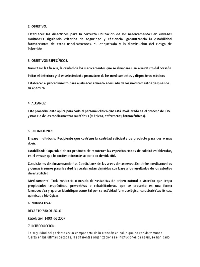 Directrices sobre Medicamentos Multidosis | PDF | Medicamentos con ...