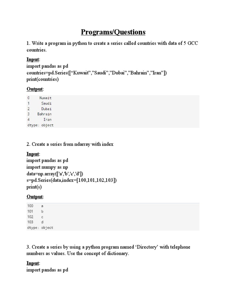 Info Programs Questions | Download Free PDF | Computer Science ...