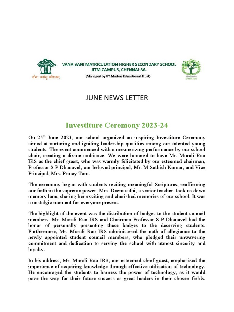 June News Letter 2023 | PDF