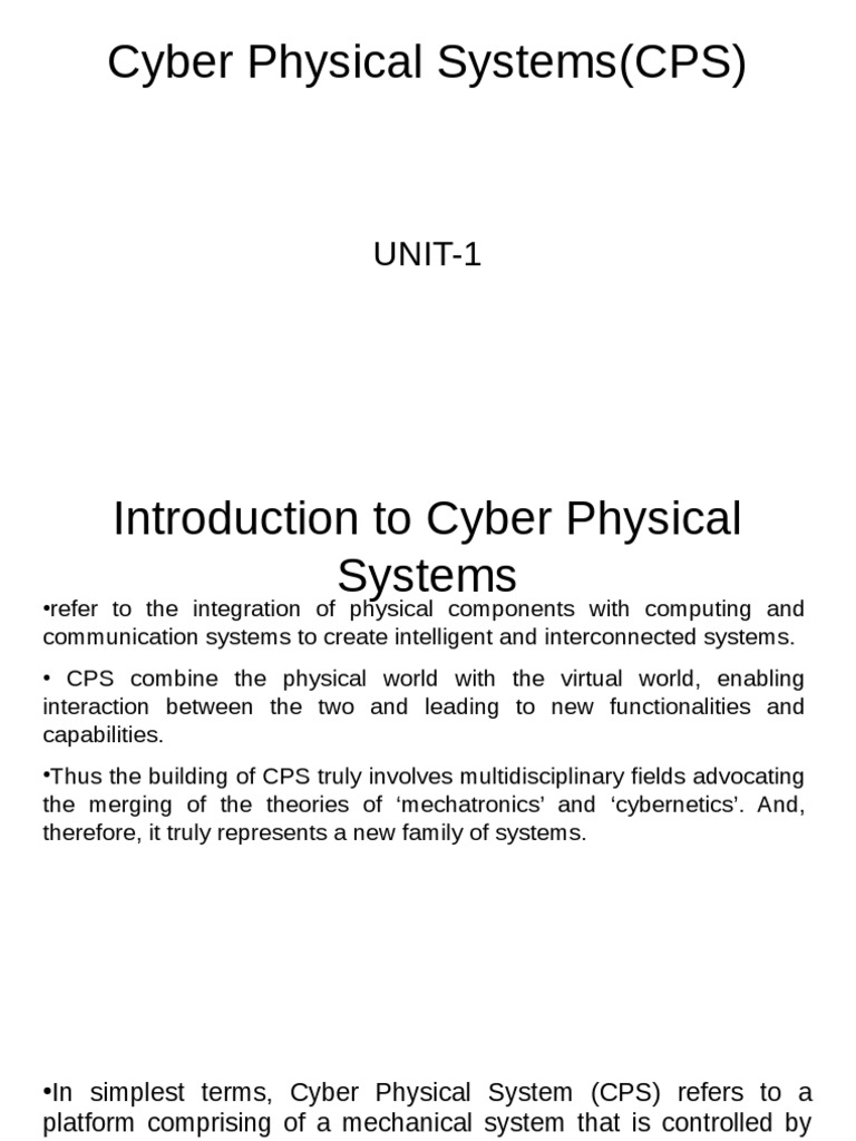 Introduction of CPS | PDF | Physical Sciences | Computer Engineering