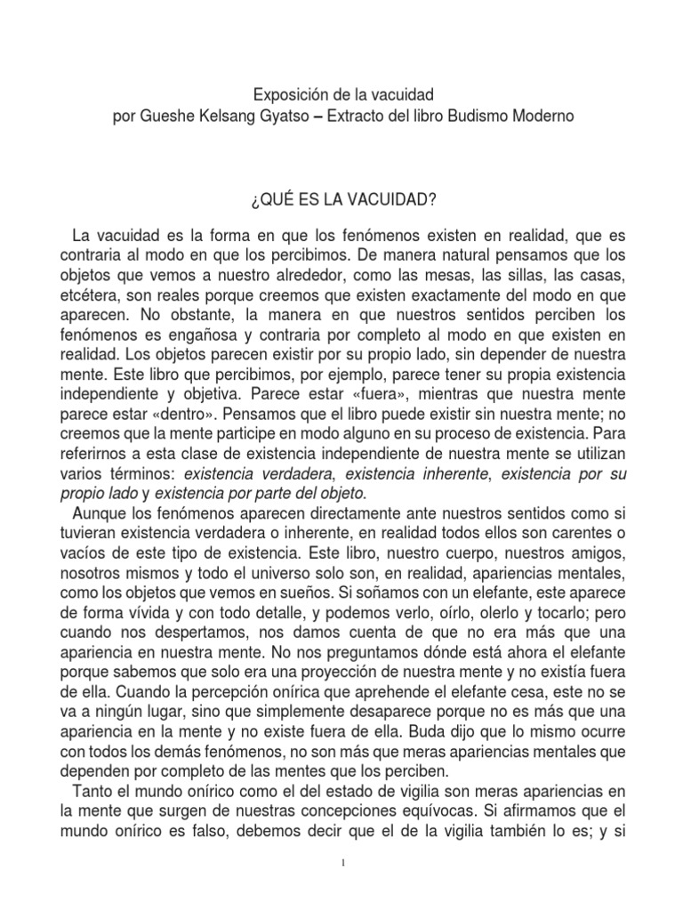 La Vacuidad y Las Dos Verdades | PDF | Śūnyatā | Mente
