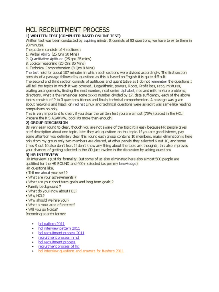 HCL Recruitment Process Guide: Written Test, GD, Interview Details ...