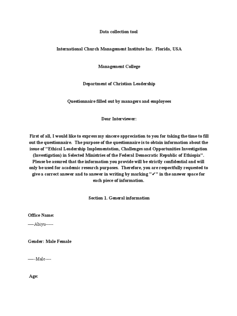 Data Collection Tool | PDF | Leadership | Decision Making