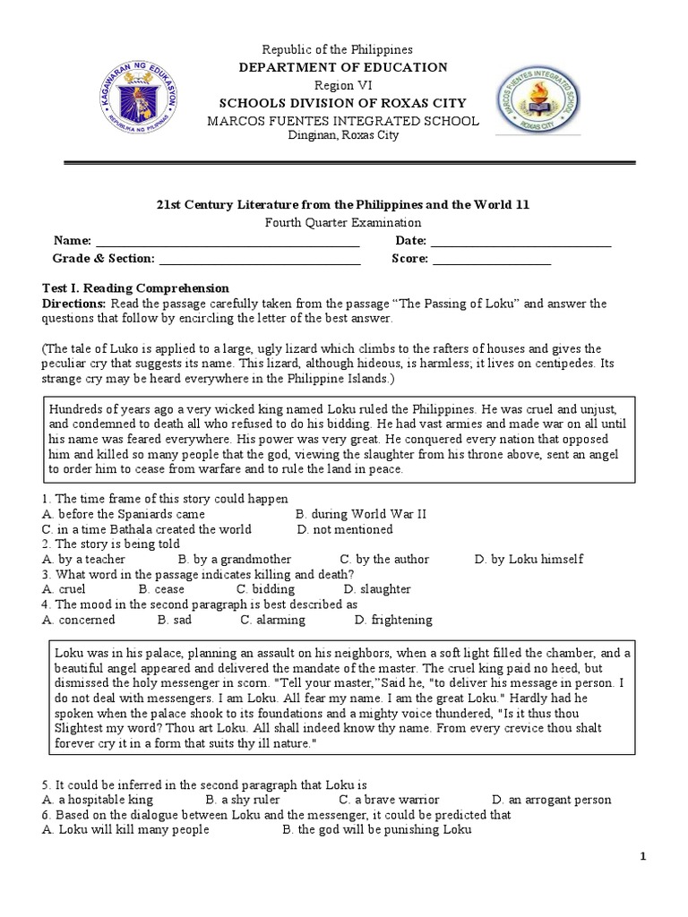 Literature Final Exam | PDF | Penelope | Odysseus