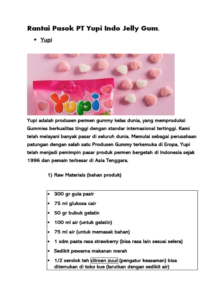 Rantai Pasok PT Yupi Info Jelly Gum - Arista Intan Sari X MP 1 | PDF