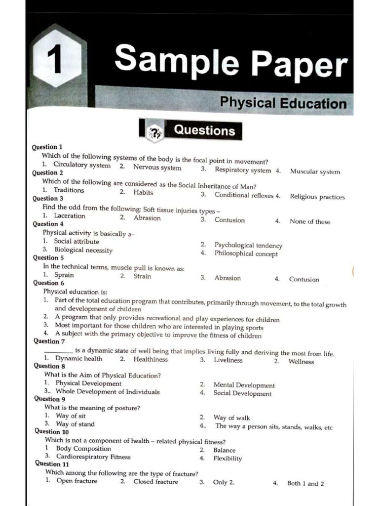 Physical Education Sample Paper - 1 | PDF