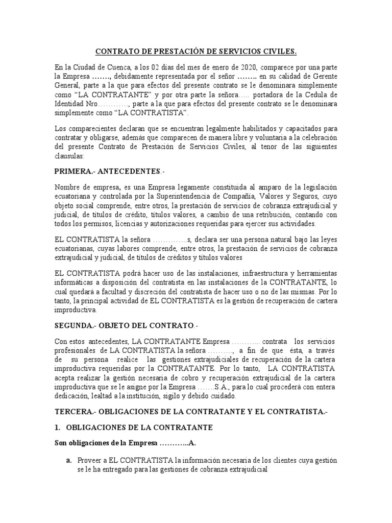 Contrato de Prestación de Servicios Civiles | PDF | Liquidación | Pagos
