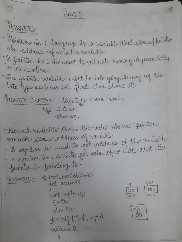 Pointers Chapter's Notes | PDF Pointers Chapter's Notes | PDF