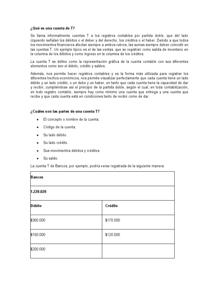 Qué Es Una Cuenta de T | PDF | Contabilidad | Dinero Qué Es Una Cuenta de T | PDF | Contabilidad | Dinero