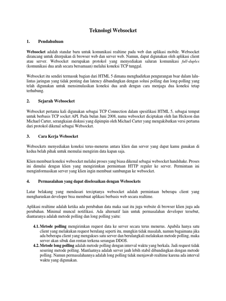 Websocket: Komunikasi Real-time | PDF