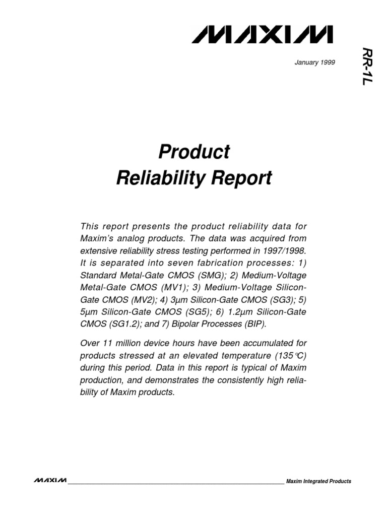 Maxim Product Reliability Data | PDF | Reliability Engineering ...