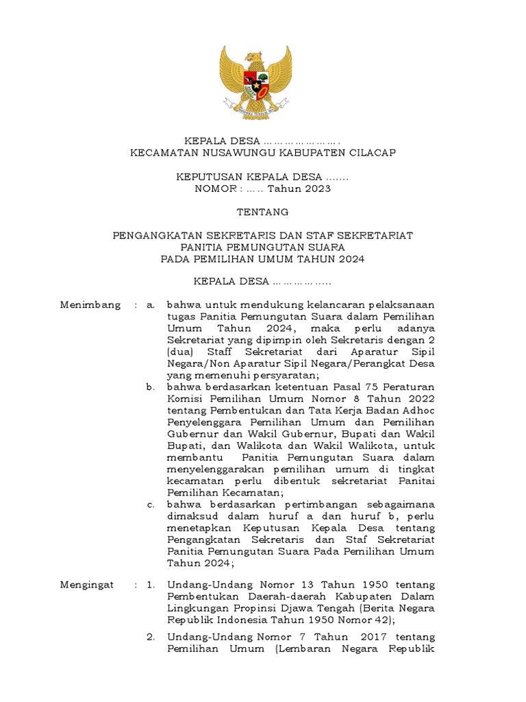 Format SK Pembentukan Sekretariat PPS | PDF