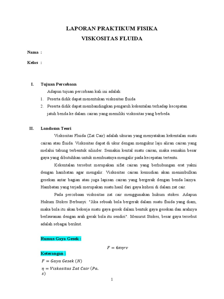 Laporan Praktikum Viskositas Fluida | PDF