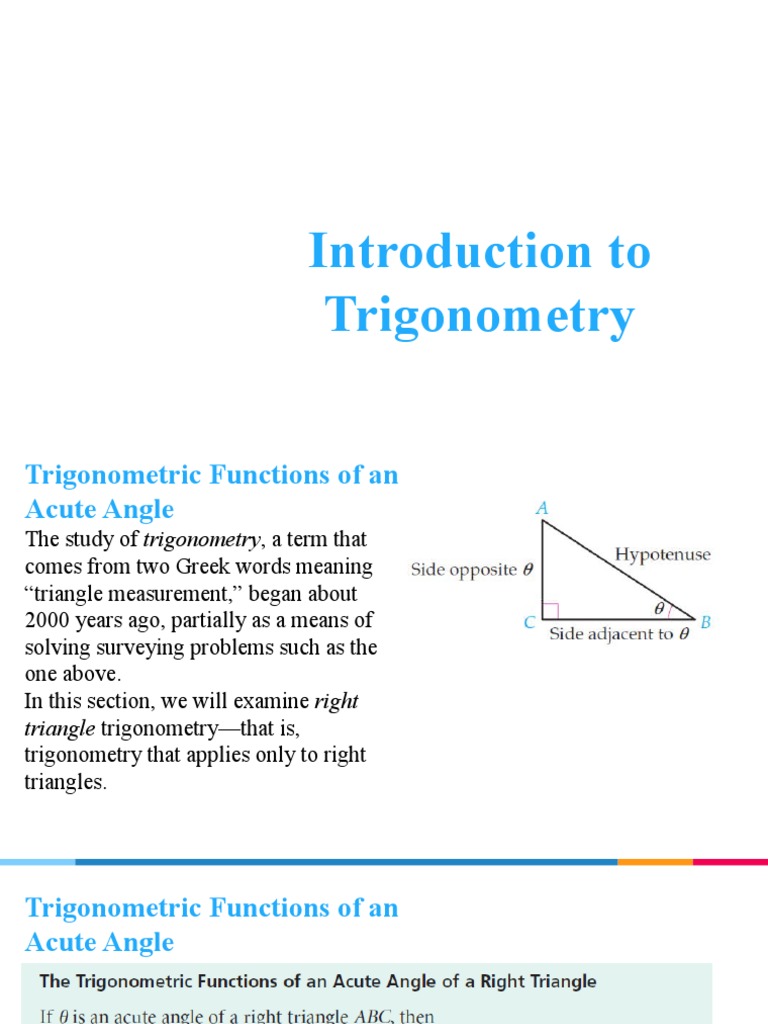 Introduction To Trigonometry | PDF | Trigonometry | Trigonometric Functions