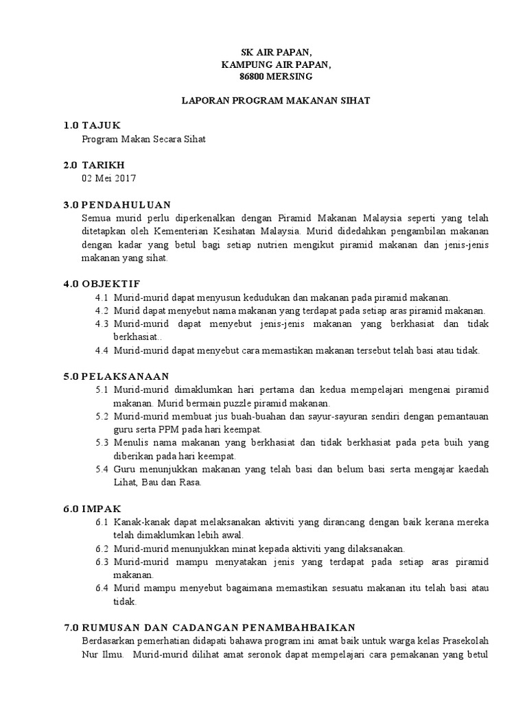Laporan Makanan Sihat | PDF
