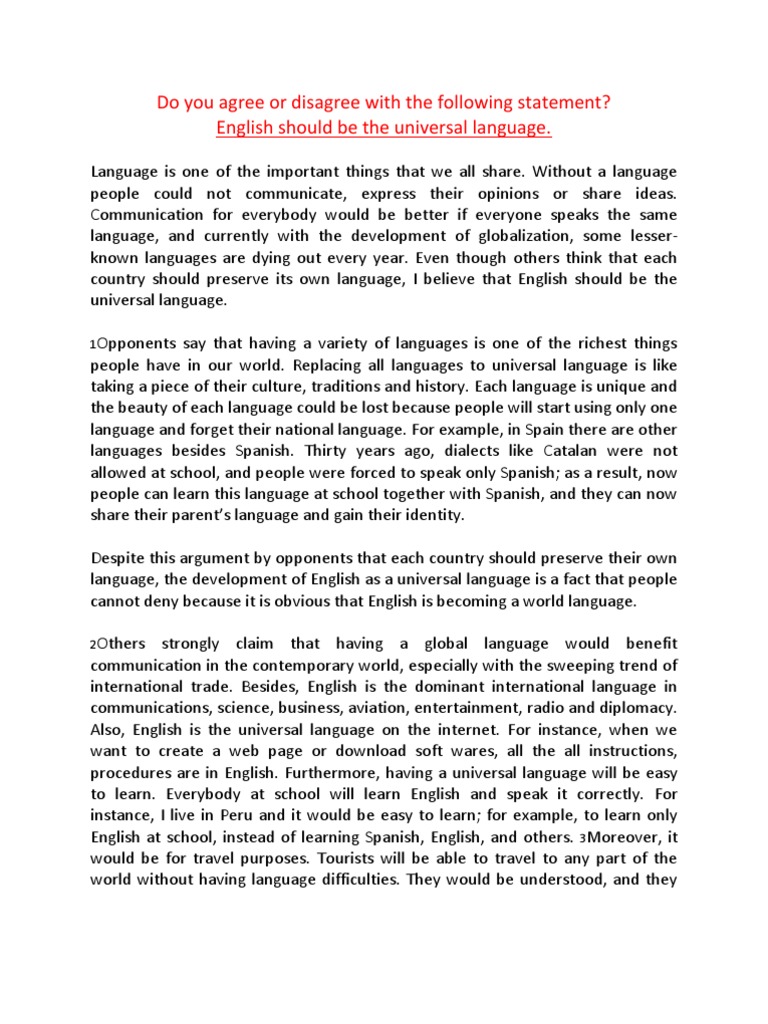 English: The Case for a Universal Language | PDF | First Language ...