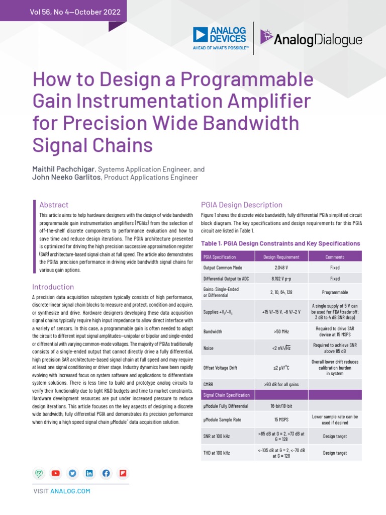 (App Note) How To Design A Programmable Gain Instrumentation Amplifier | PDF | Amplifier ...
