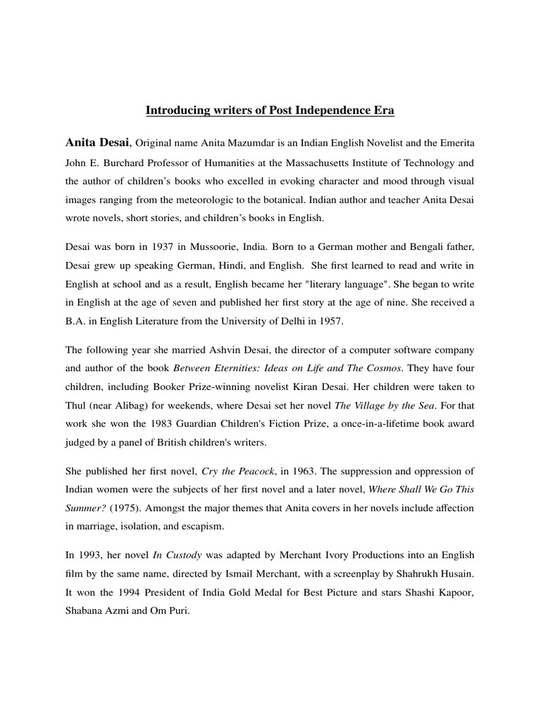 Introducing Writers of Post Independence Era | PDF