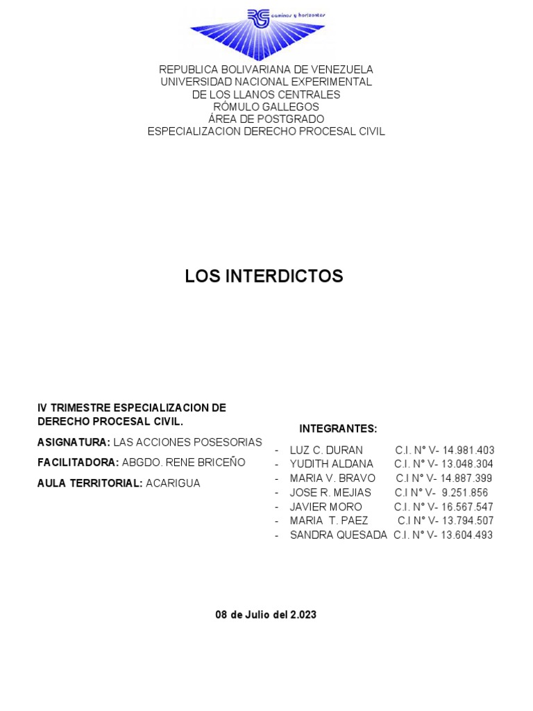 Interdict Os | PDF | Posesión (Ley) | Ley procesal