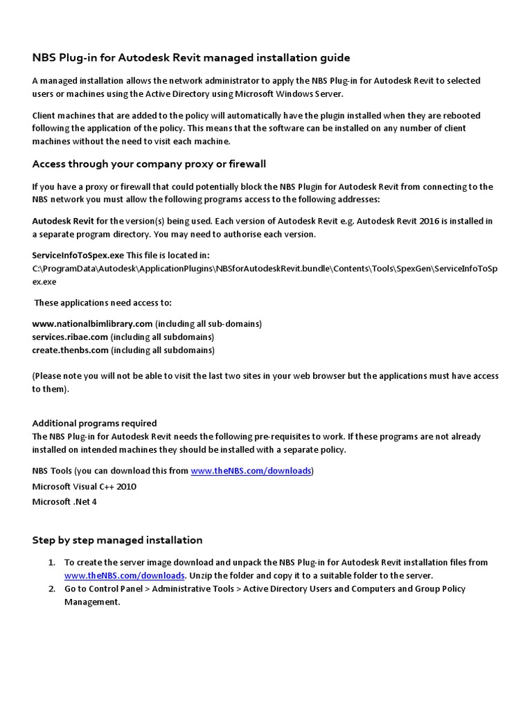 Revit Plugin Installation Guide | PDF | Group Policy | Active Directory