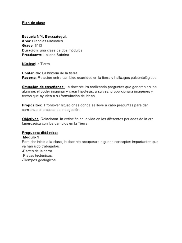 Borrador- Plan de clase Cs Nat. 6to | PDF | Dinosaurios | Tierra