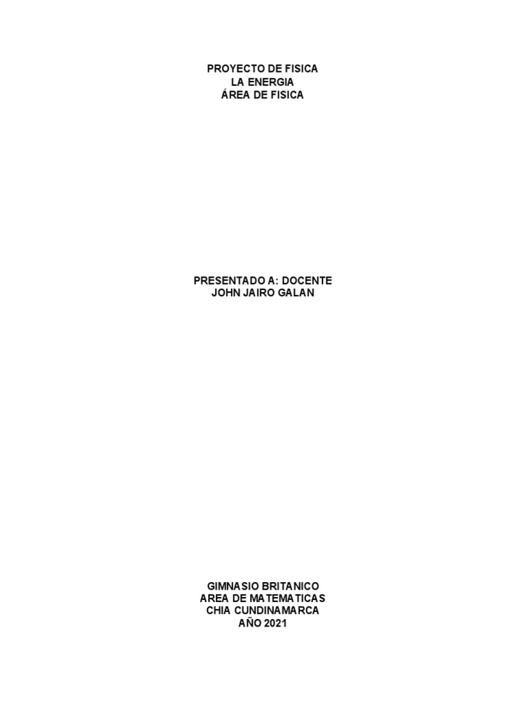 Proyecto de Fisica La Energia | PDF | Energía solar | La energía nuclear