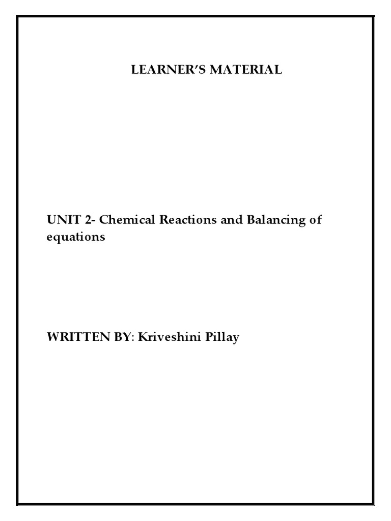 Unit 2 - Chemical Reactions | PDF | Chemical Reactions | Stoichiometry