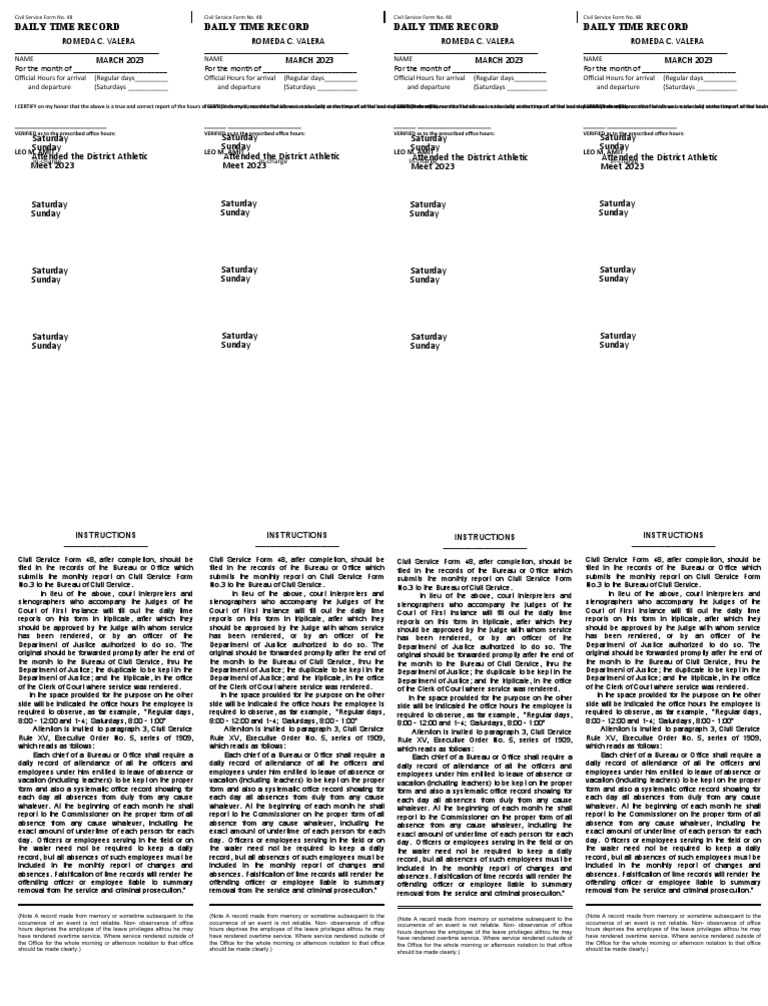 March 2023 DTR Form | PDF | Judge | Law Clerk