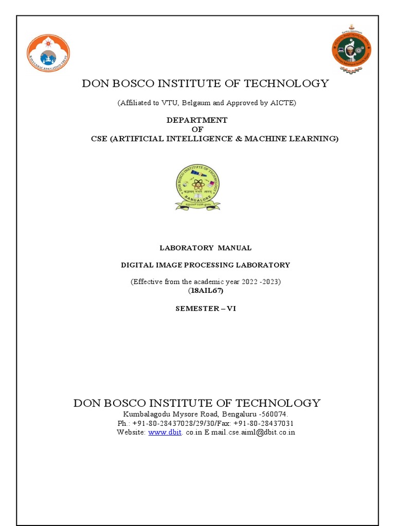 Digital Image Processing LAB MANUAL 6th Sem-Final | PDF | Image Resolution | Pixel